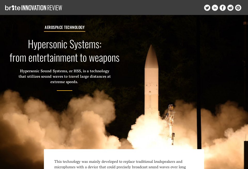 Hypersonic Systems: from Entertainment to Weapons - Brite Innovation ...
