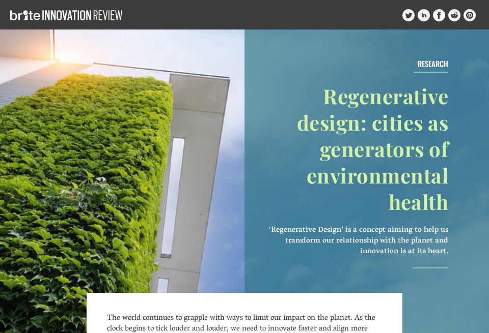 Regenerative design: cities as generatorsof environmental health ...